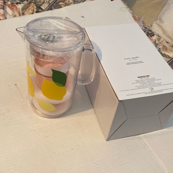 kate spade | Dining | Kate Spade Lemon Pitcher Set W 2 Cups | Poshmark